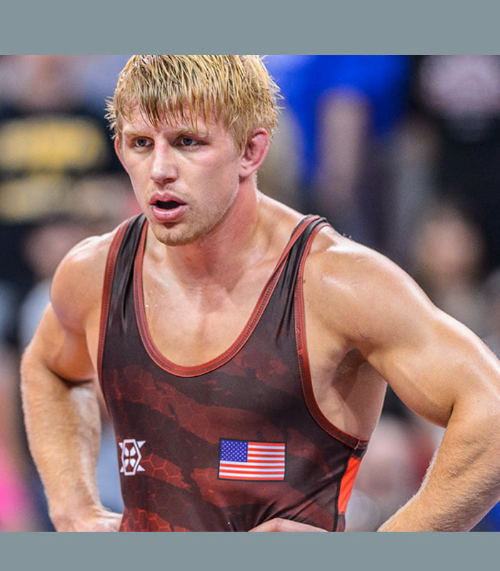 Official Kyle Dake World Team Trials Singlet, Dark Red/Blue